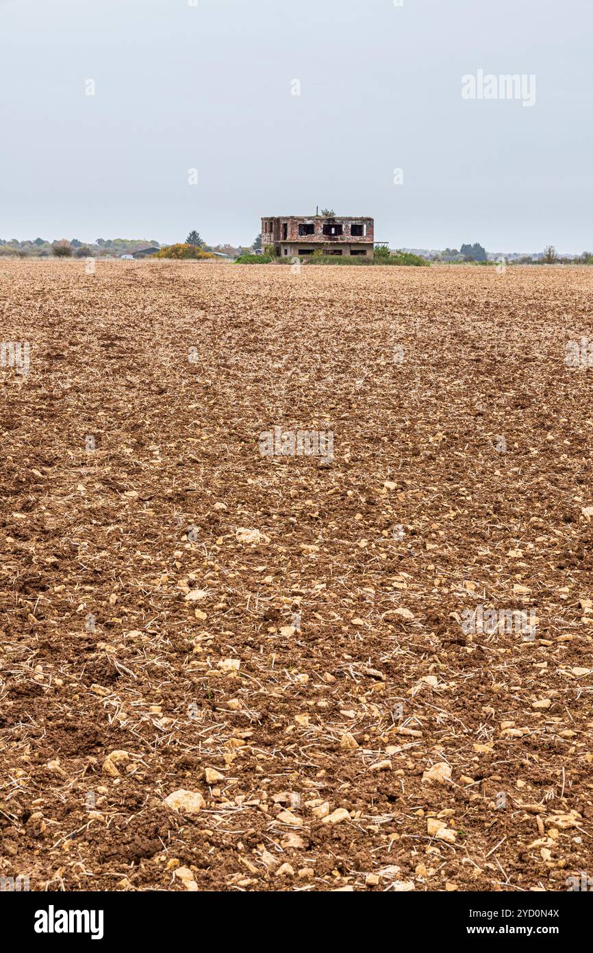 The remains of the control tower of the Second World War airfield of ...