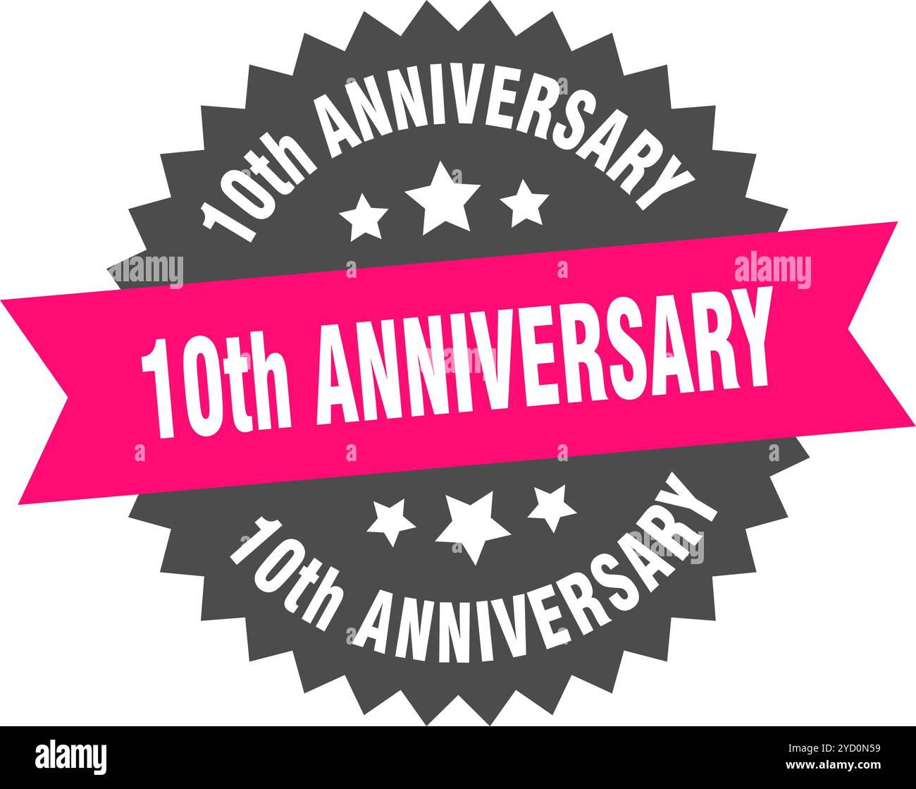 10th anniversary round pink label isolated on transparent background ...