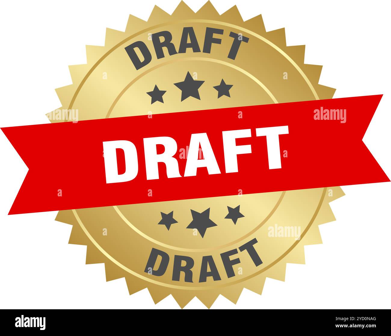 draft round red and gold label isolated on transparent background ...