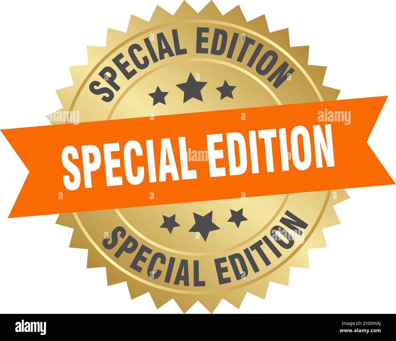 special edition round orange and gold label isolated on transparent ...