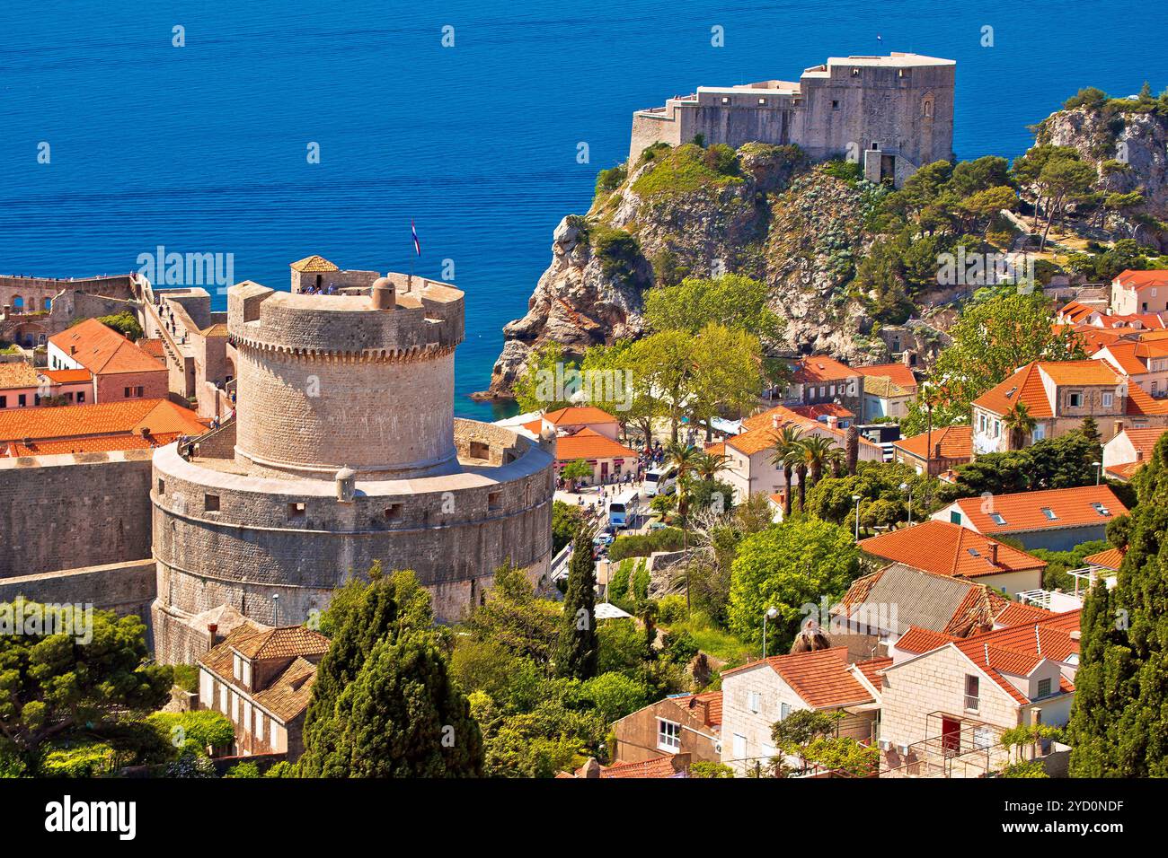 Dubrovnik walls and Minceta tower view Stock Photo - Alamy