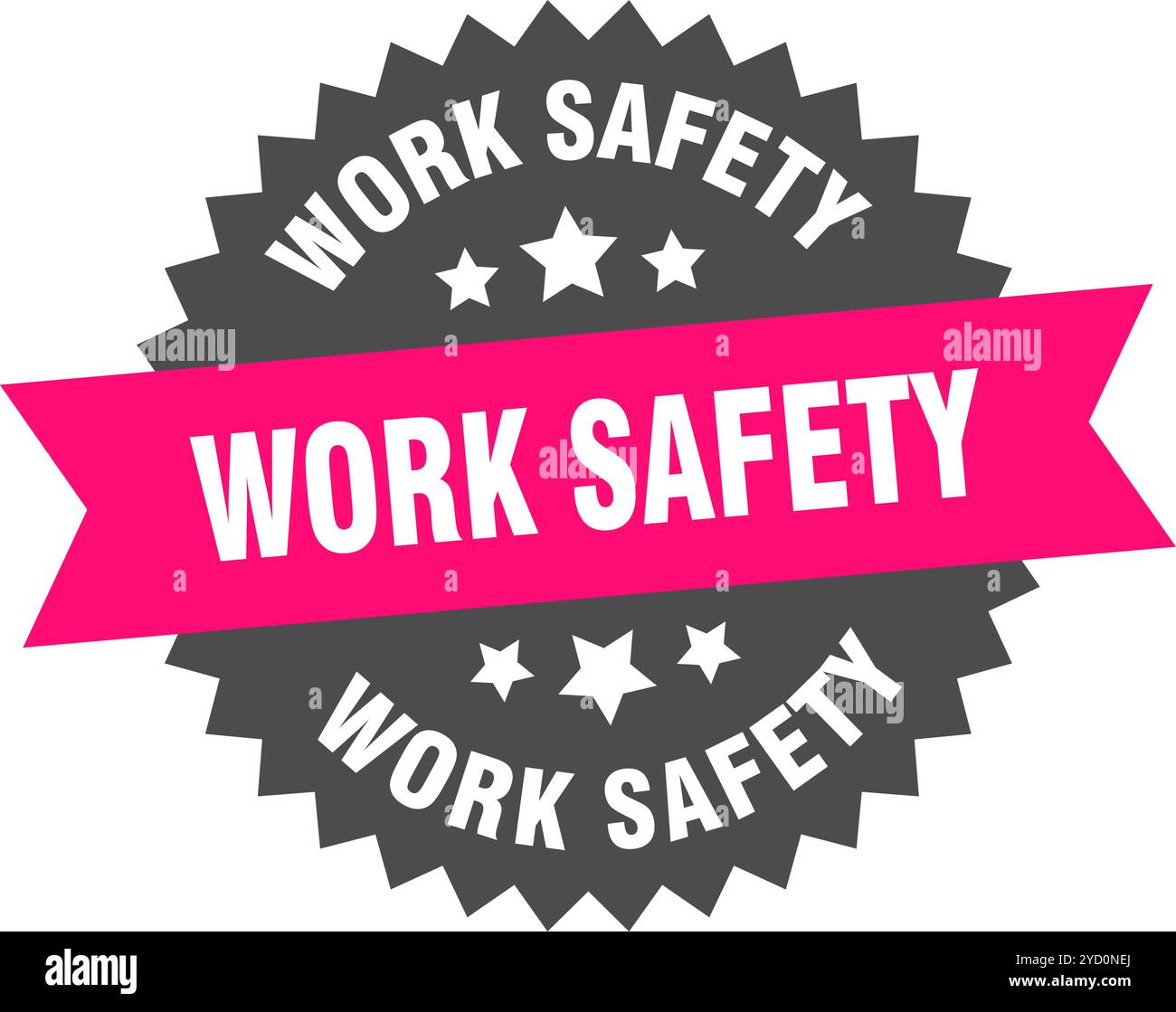 work safety round pink label isolated on transparent background. work ...