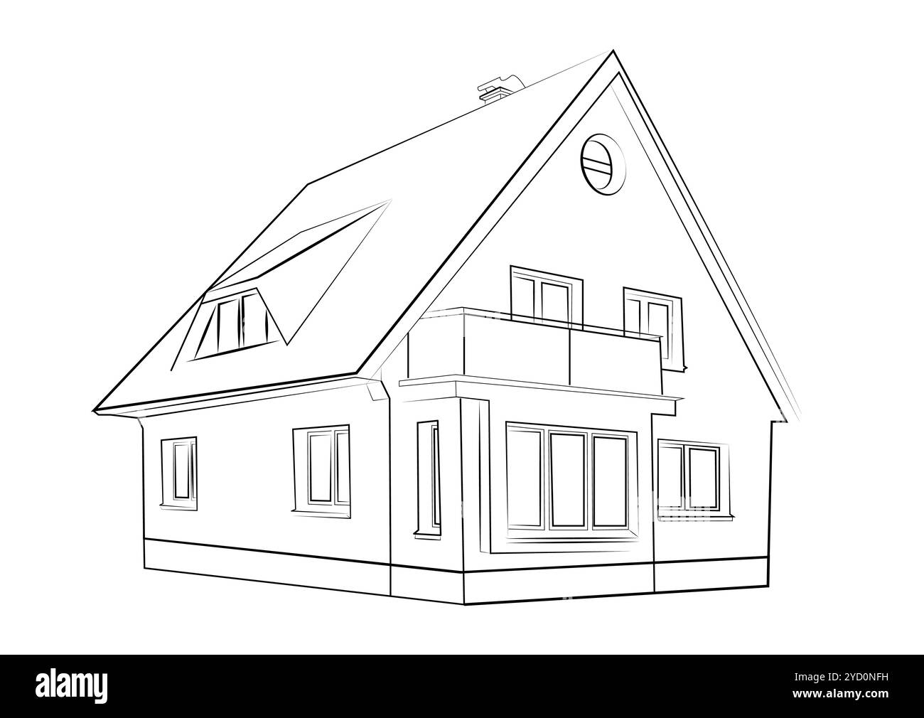 Sketch of a cozy German house. Vector illustration Stock Vector Image ...