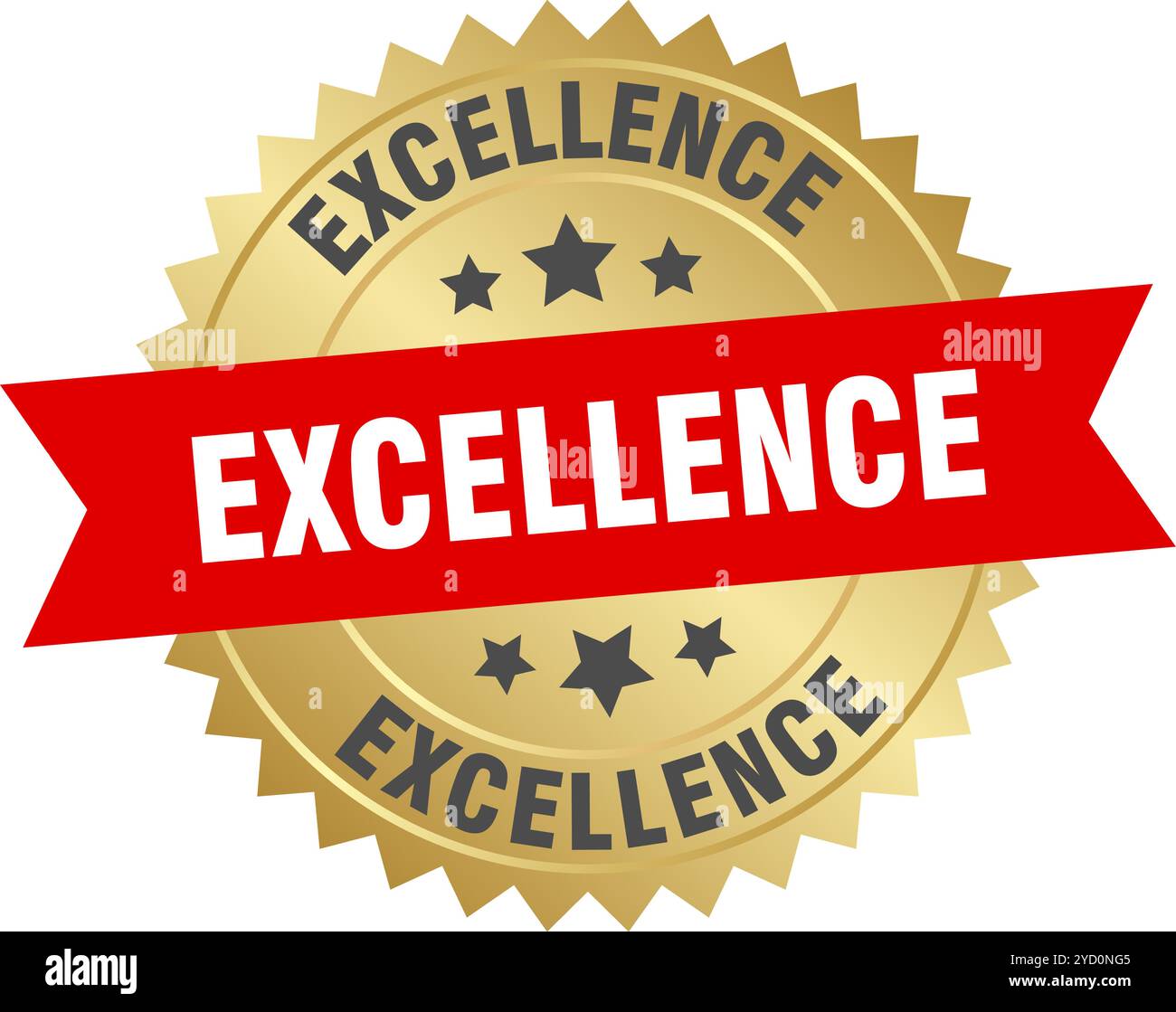 excellence round red and gold label isolated on transparent background ...