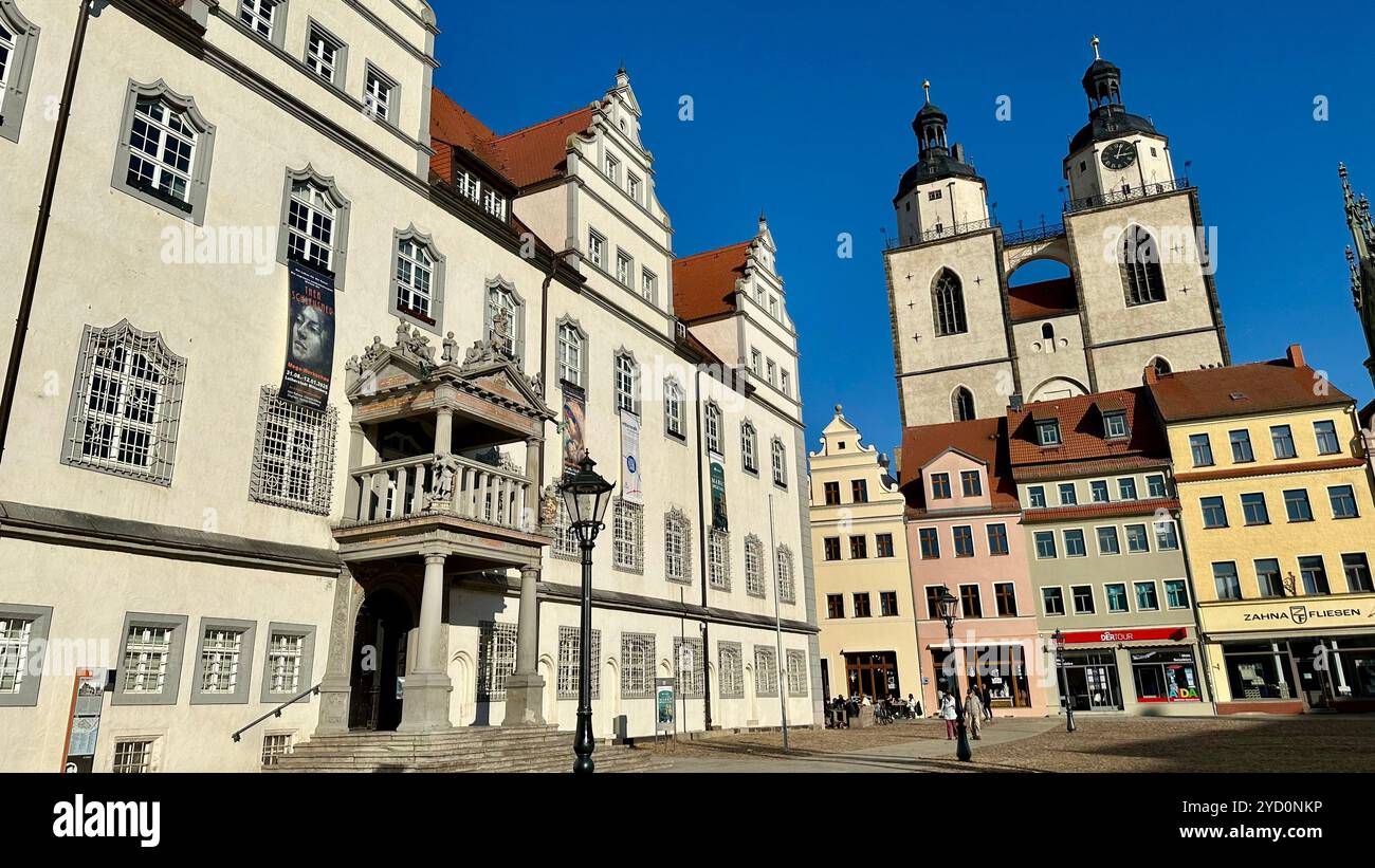 Market Square in Lutherstadt Wittenberg with the Stadtkirche and the ...