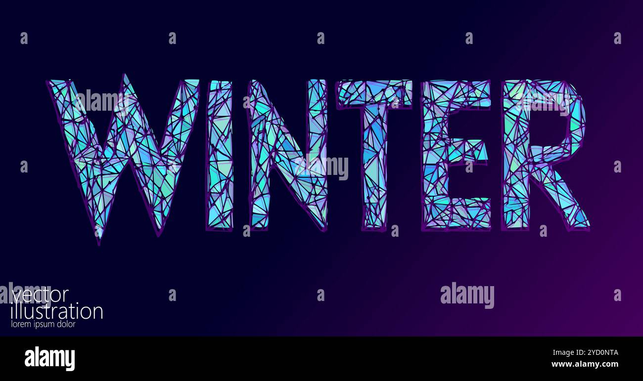 Winter text 3D glowing effect. New Year holiday frosty iced banner ...