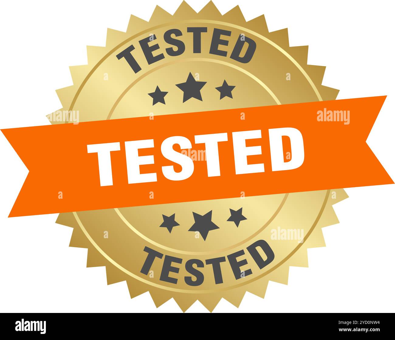 tested round orange and gold label isolated on transparent background ...