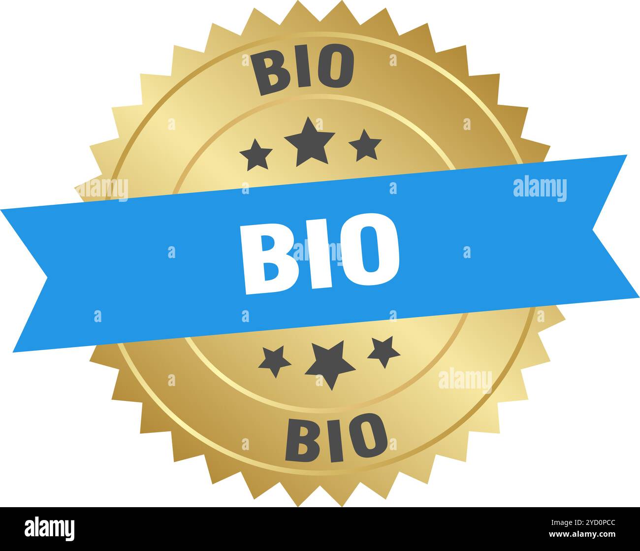 bio round blue and gold label isolated on transparent background. bio ...
