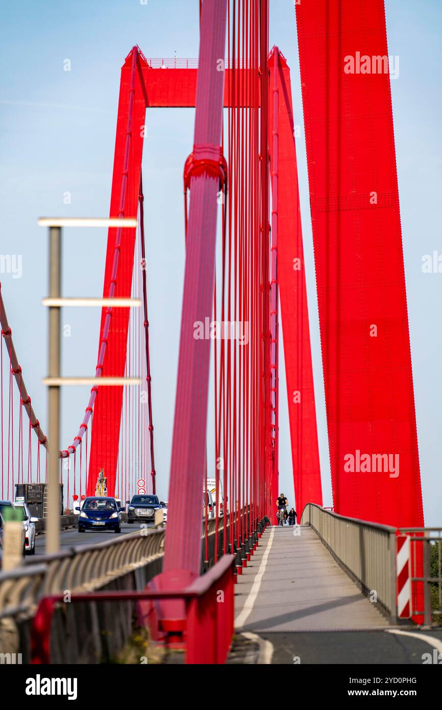 Traffic on the Rhine bridge Emmerich, federal highway B220, longest ...