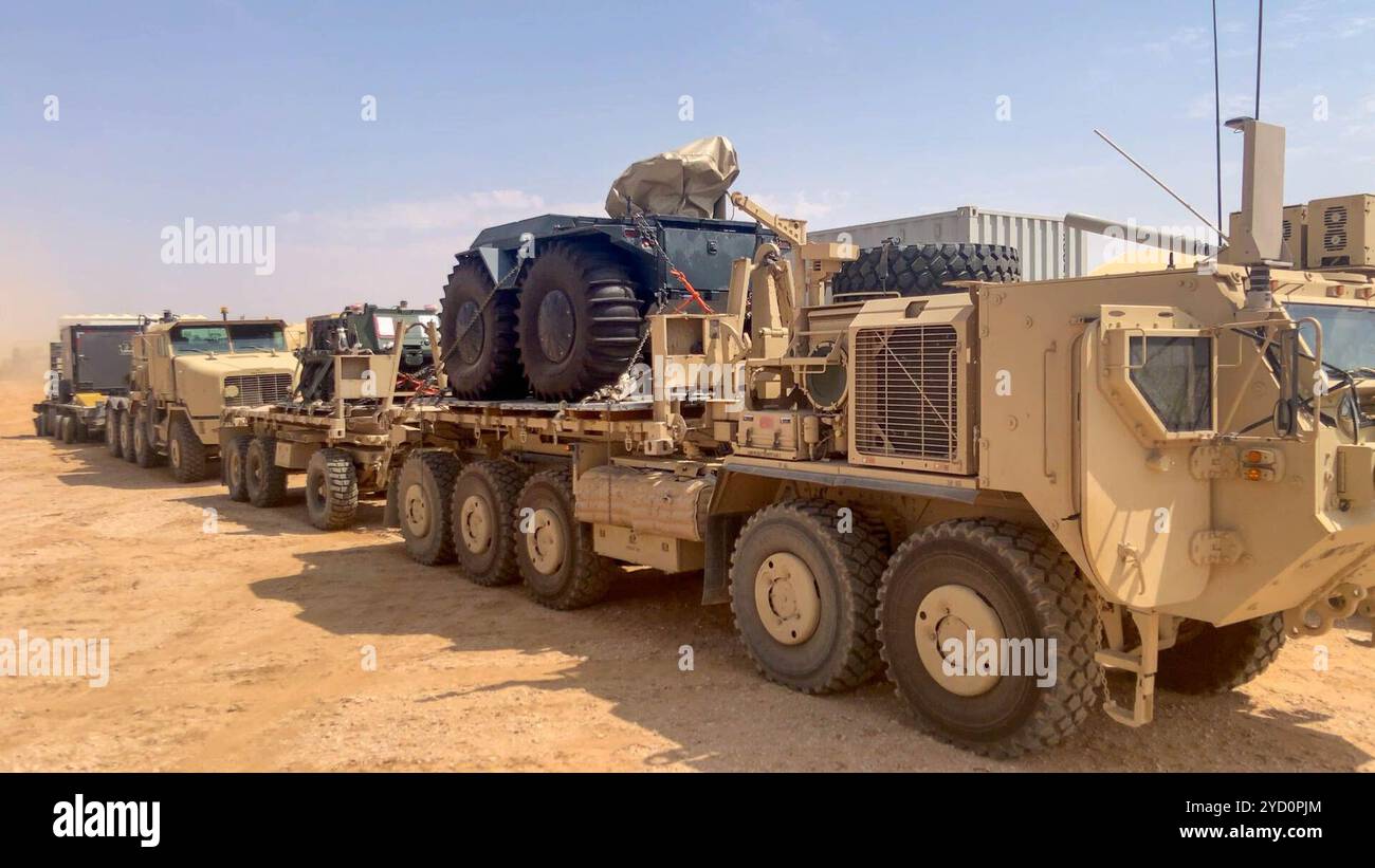 A U.S. Army Soldier, prepares to offload a Rheinmetall Mission Master ...