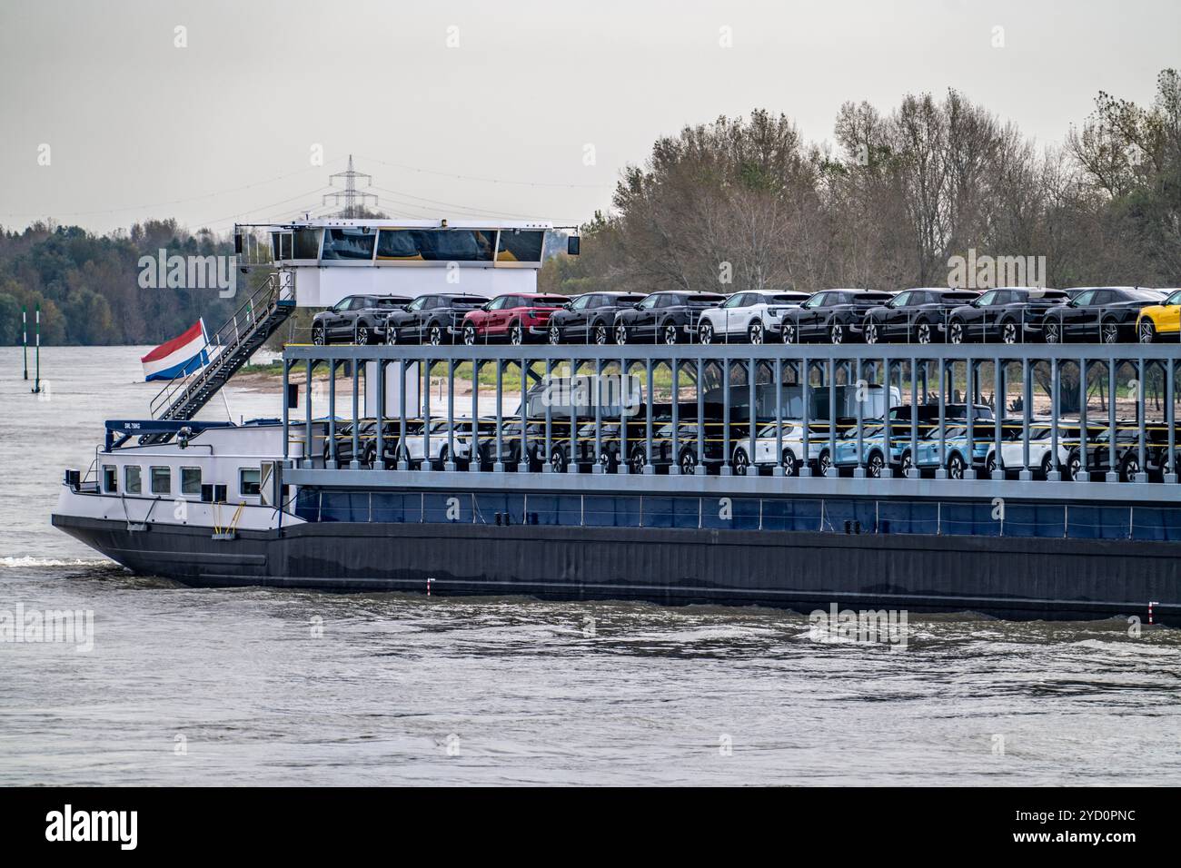 Car transporter Freighter Forenso, on the Rhine near Rees, brings Ford ...