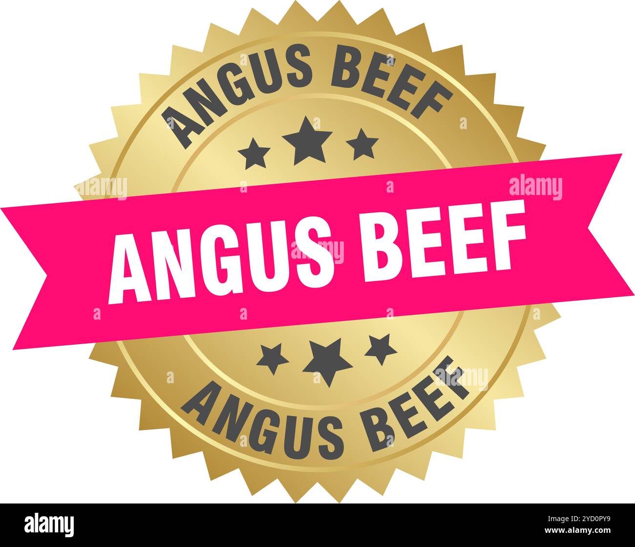 angus beef round pink and gold label isolated on transparent background ...