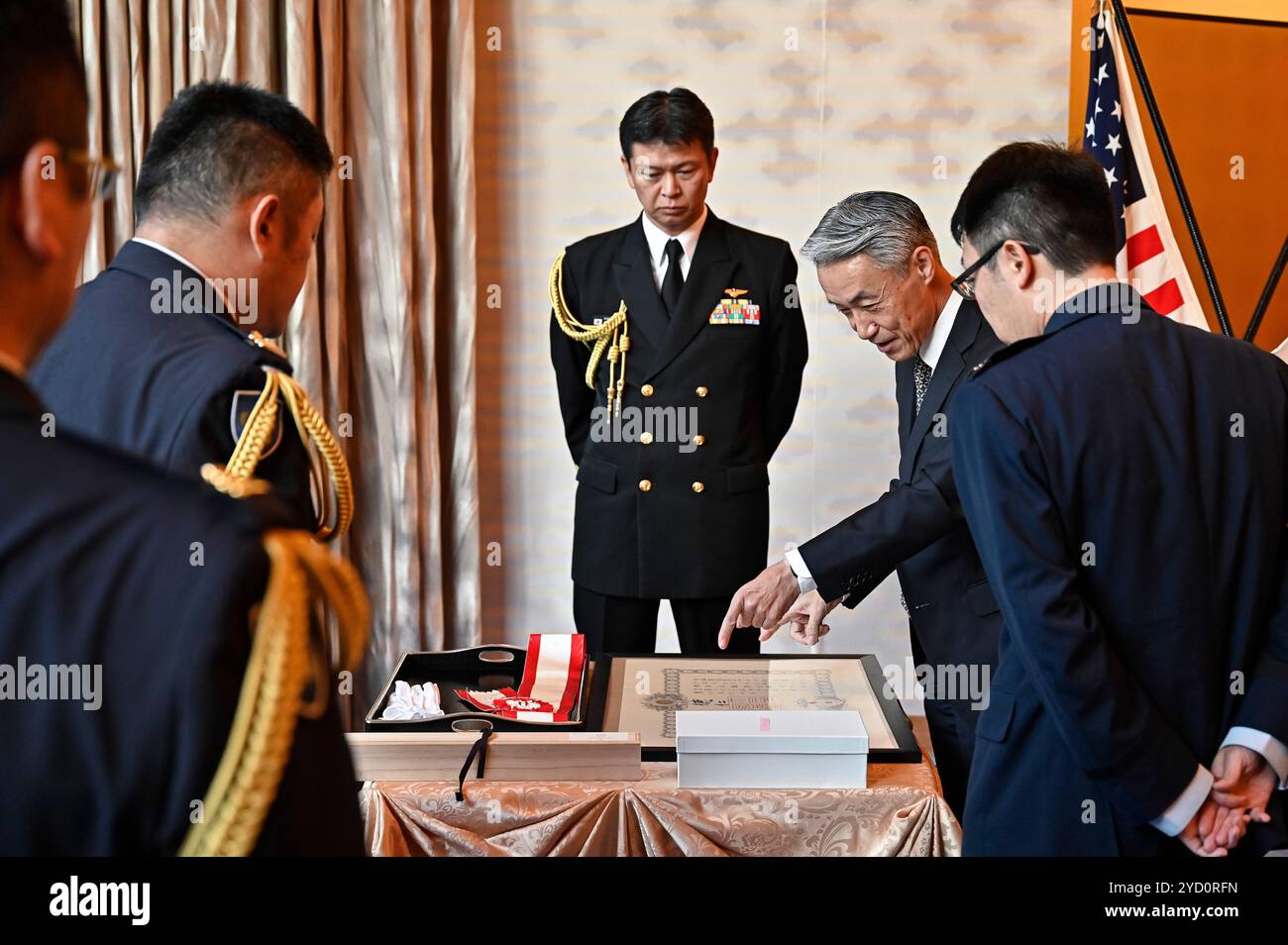 Japanese Ambassador to the United States Shigeo Yamada arranges the ...