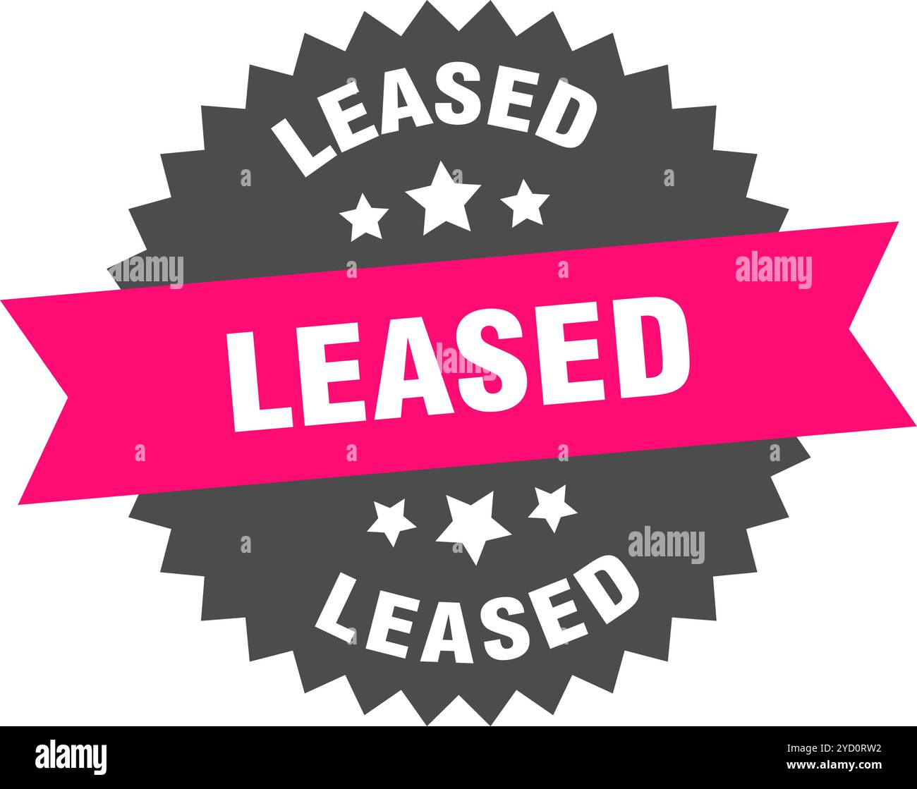 leased round pink label isolated on transparent background. leased ...