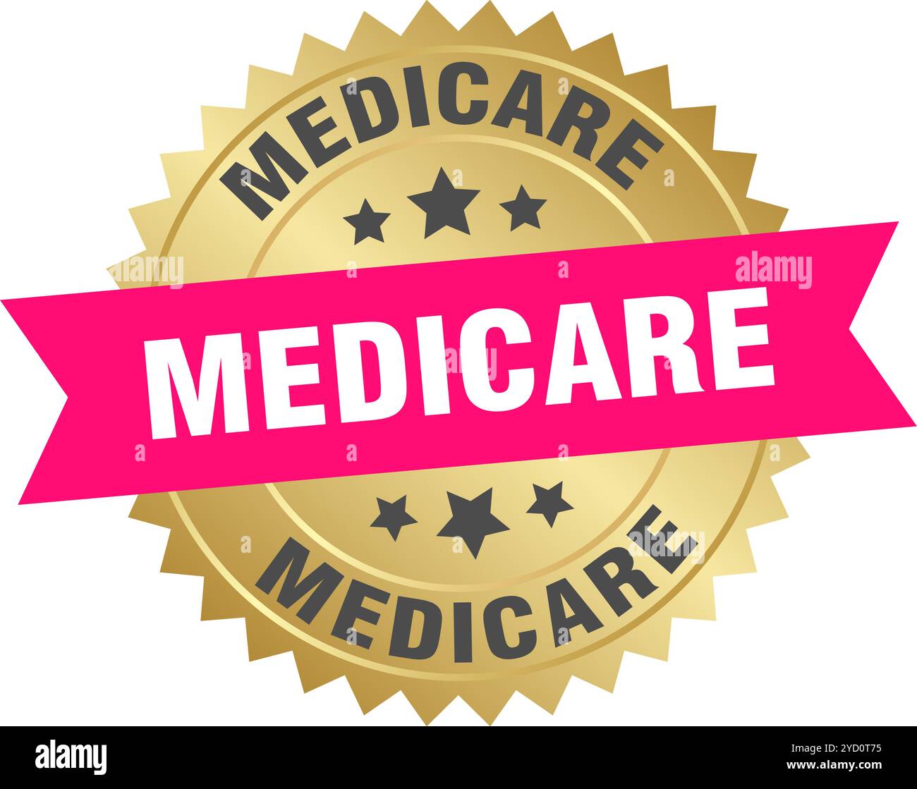 medicare round pink and gold label isolated on transparent background ...
