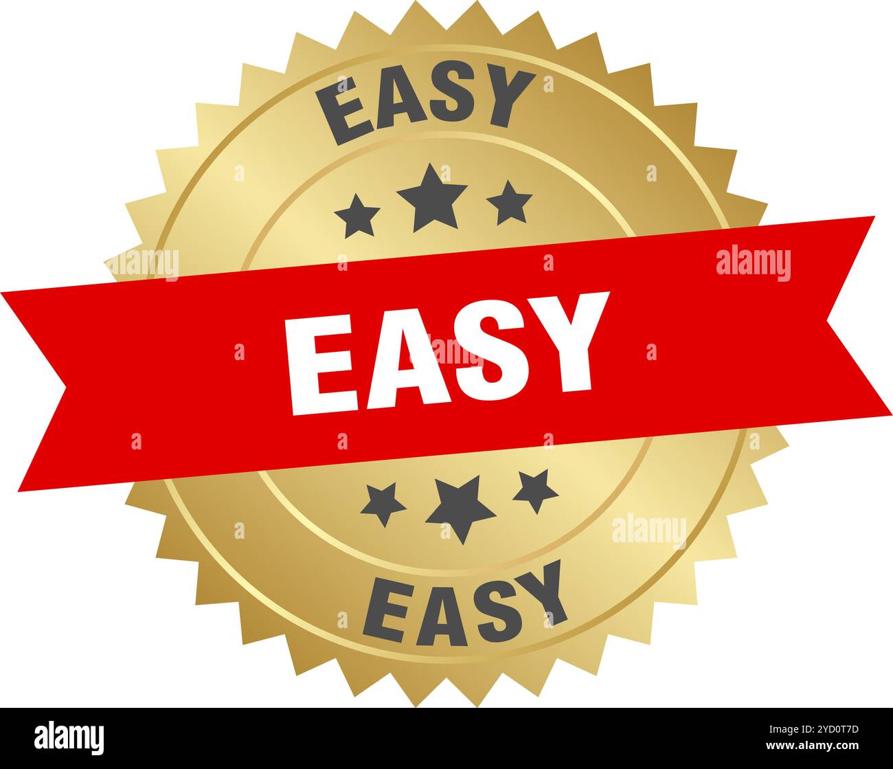easy round red and gold label isolated on transparent background. easy ...
