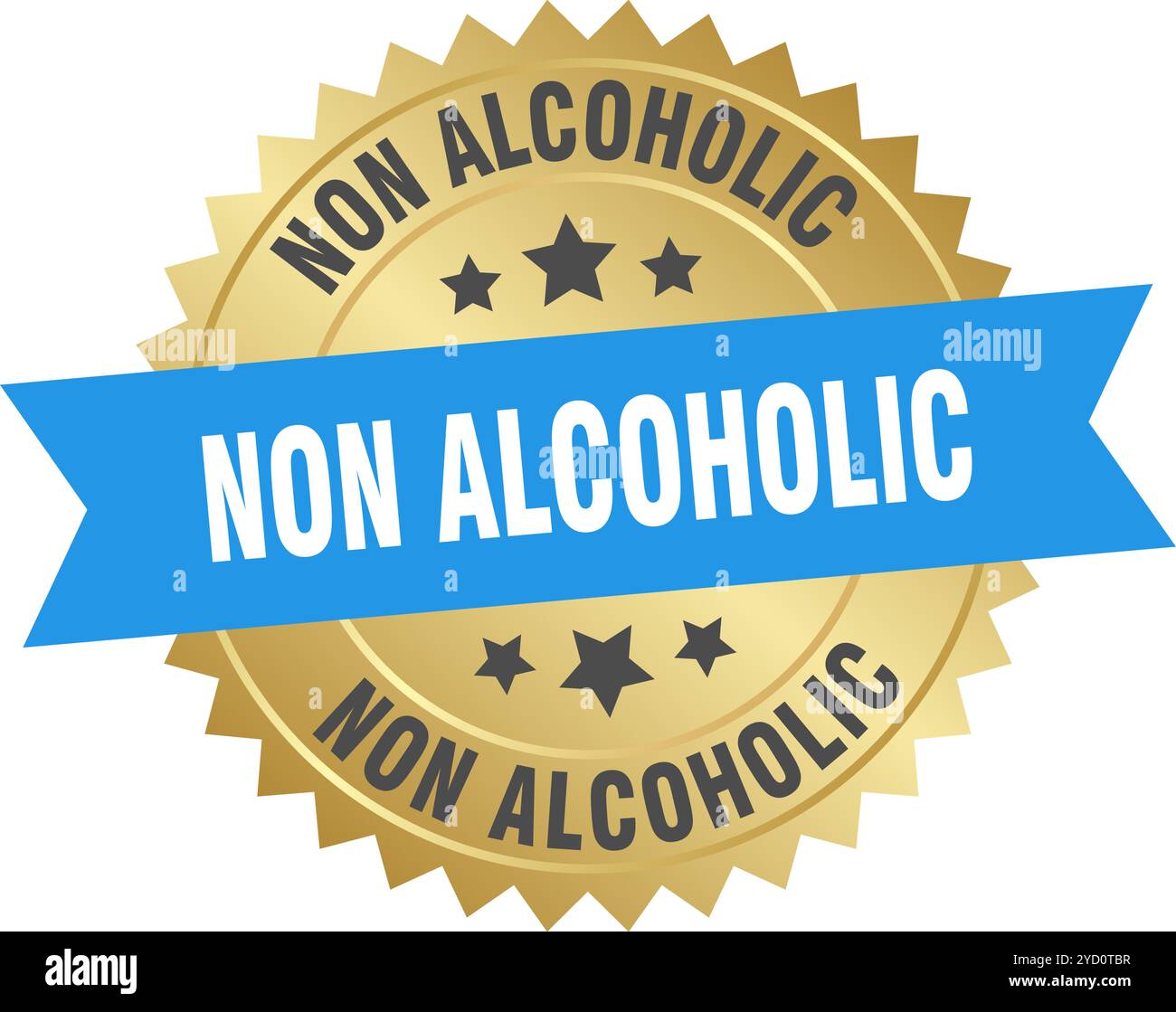 non alcoholic round blue and gold label isolated on transparent ...