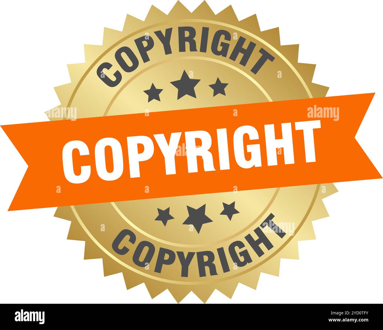 copyright round orange and gold label isolated on transparent ...