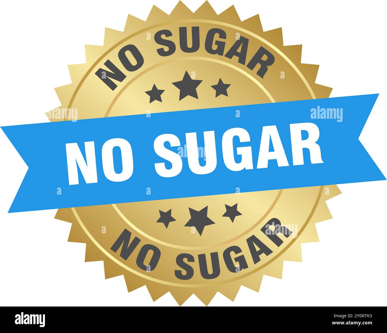 no sugar round blue and gold label isolated on transparent background ...