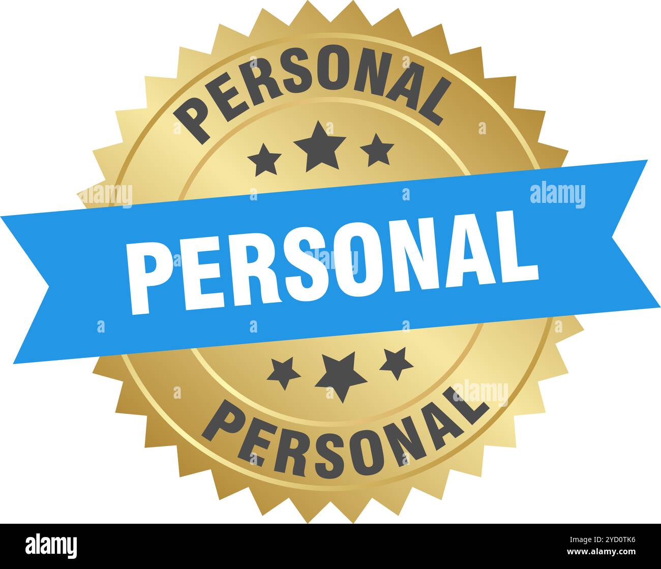 personal round blue and gold label isolated on transparent background ...