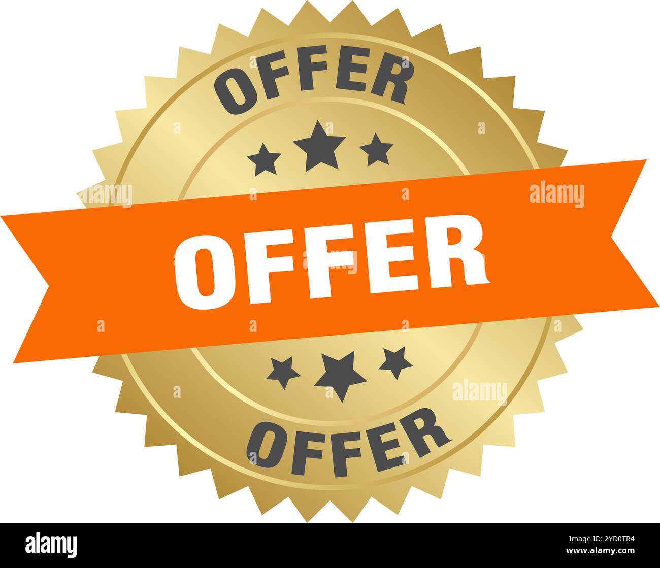 offer round orange and gold label isolated on transparent background ...