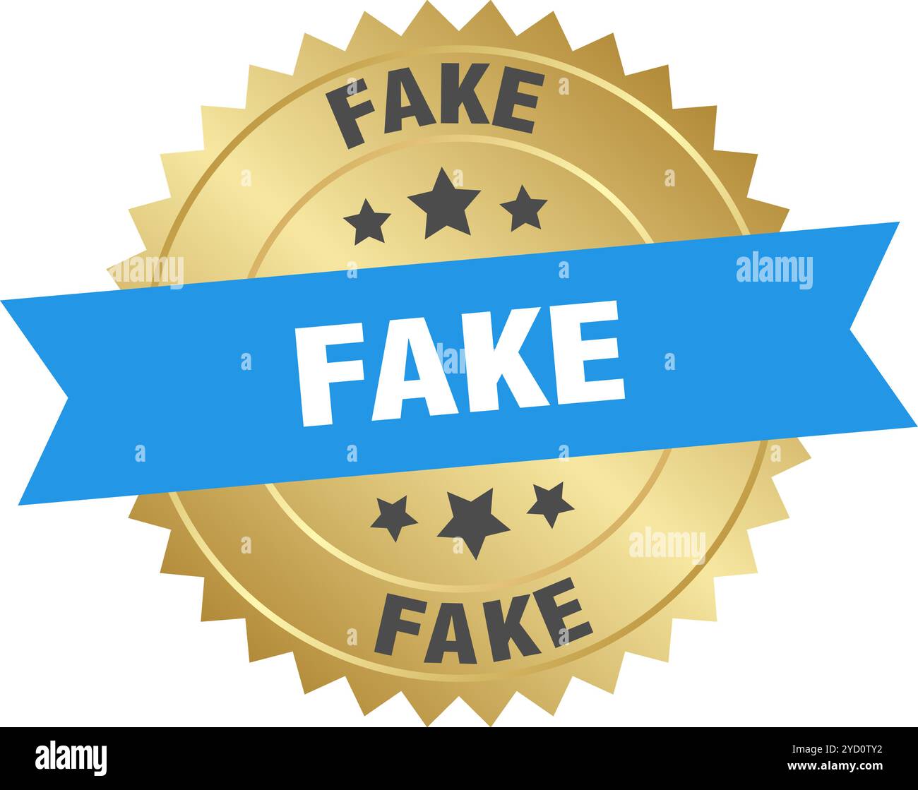 fake round blue and gold label isolated on transparent background. fake ...