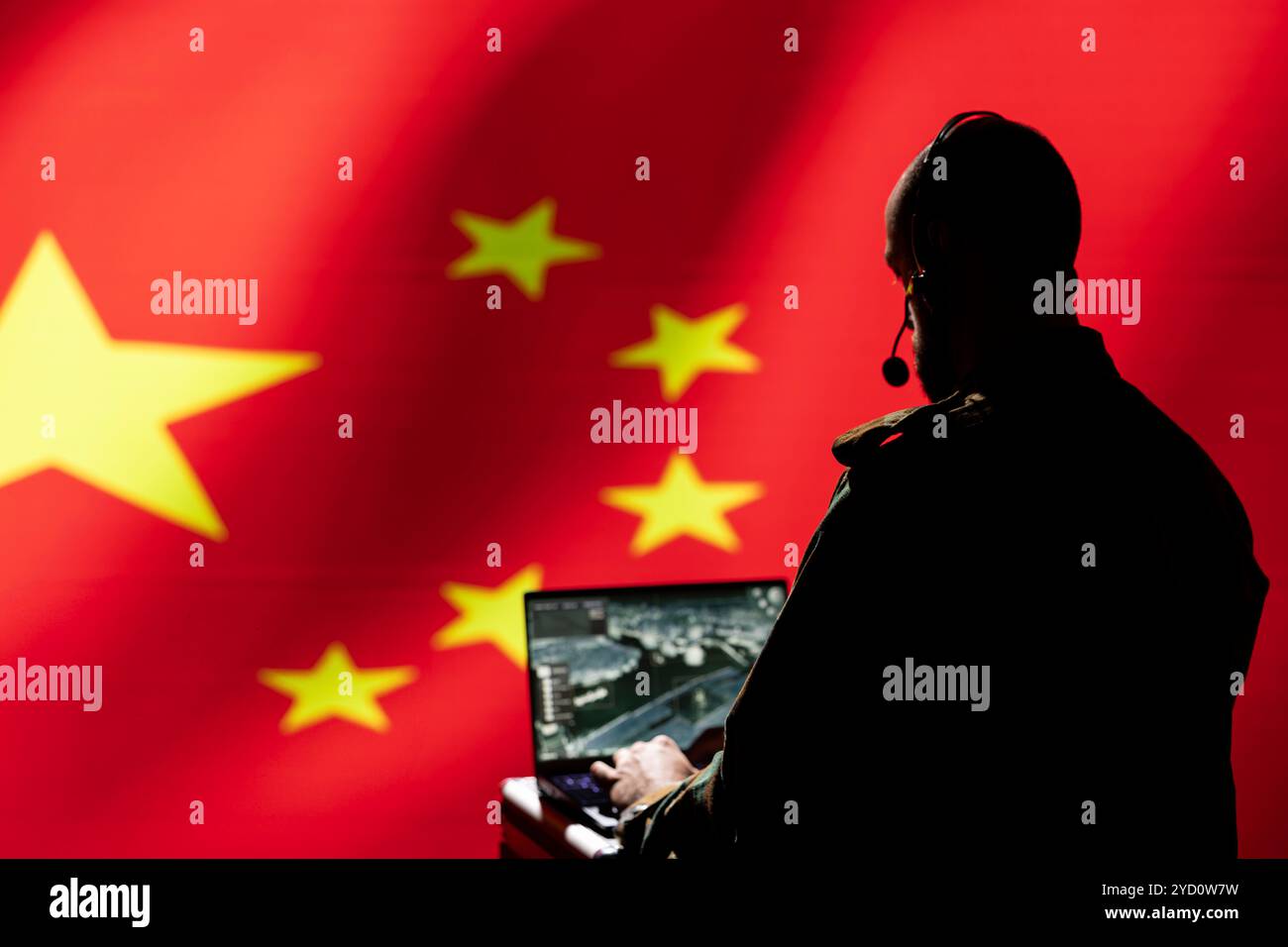Chinese Soldier Using Radar Detecting Ballistic Missile Attacks And