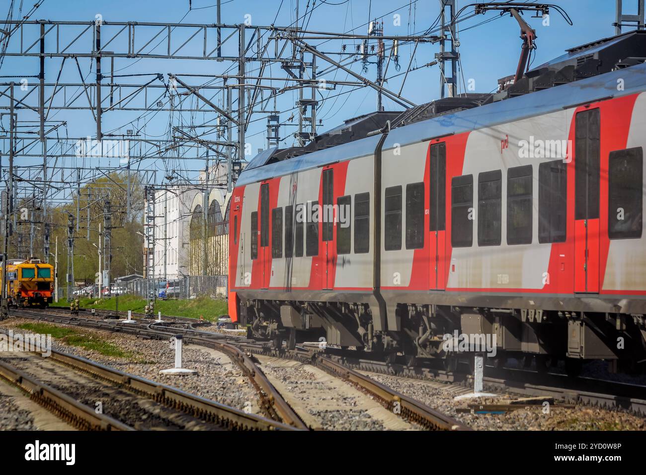 . Russian electric train on rails . The railways of Russia, Russia ...