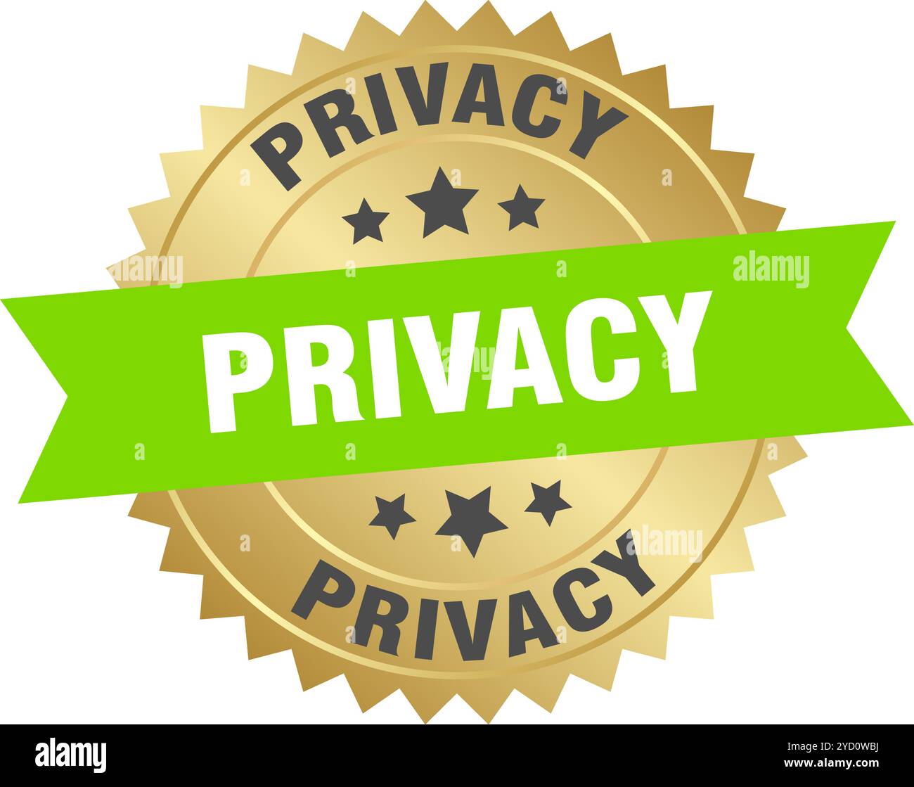 privacy round green and gold label isolated on transparent background ...