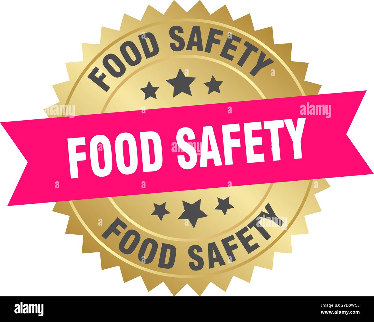 food safety round pink and gold label isolated on transparent ...