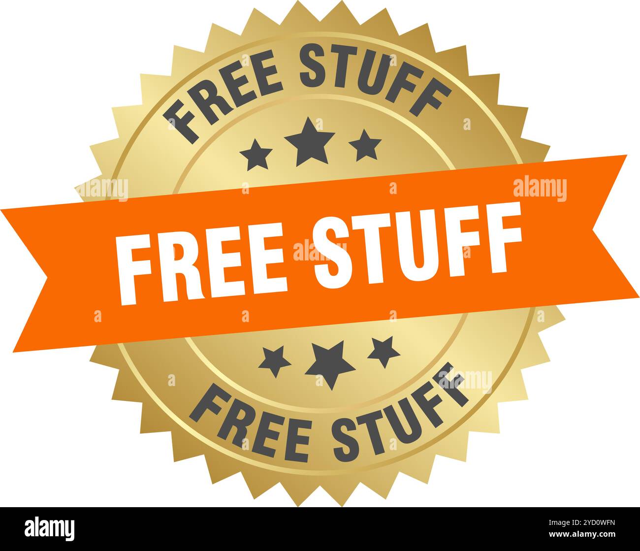 free stuff round orange and gold label isolated on transparent ...