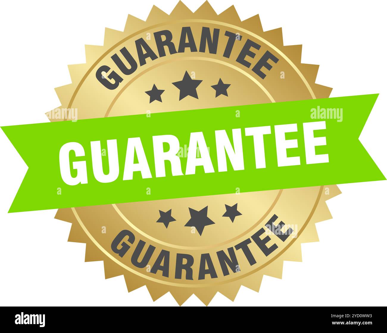 guarantee round green and gold label isolated on transparent background ...