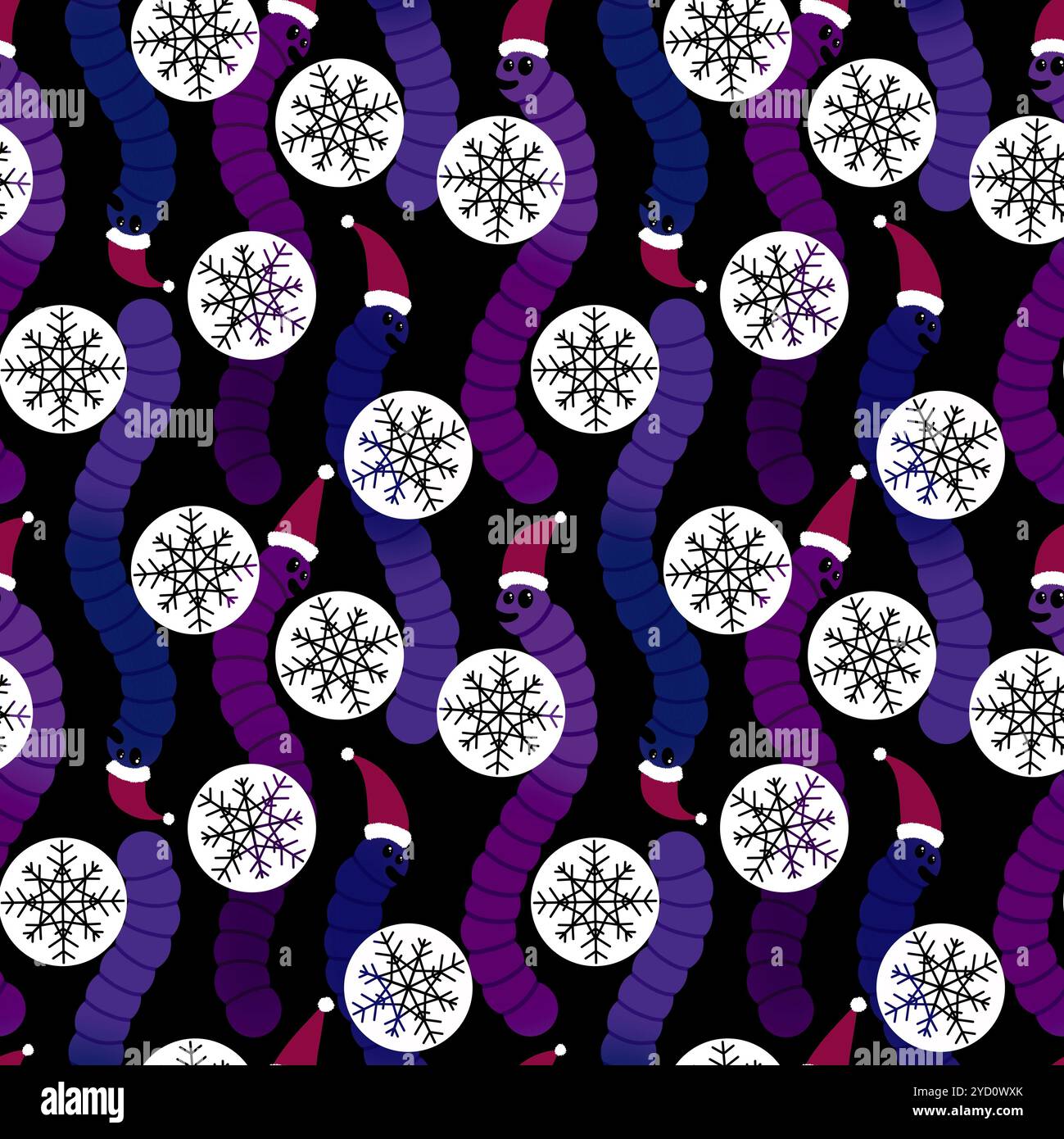 Christmas animals seamless worms and Santa hat pattern for wrapping ...