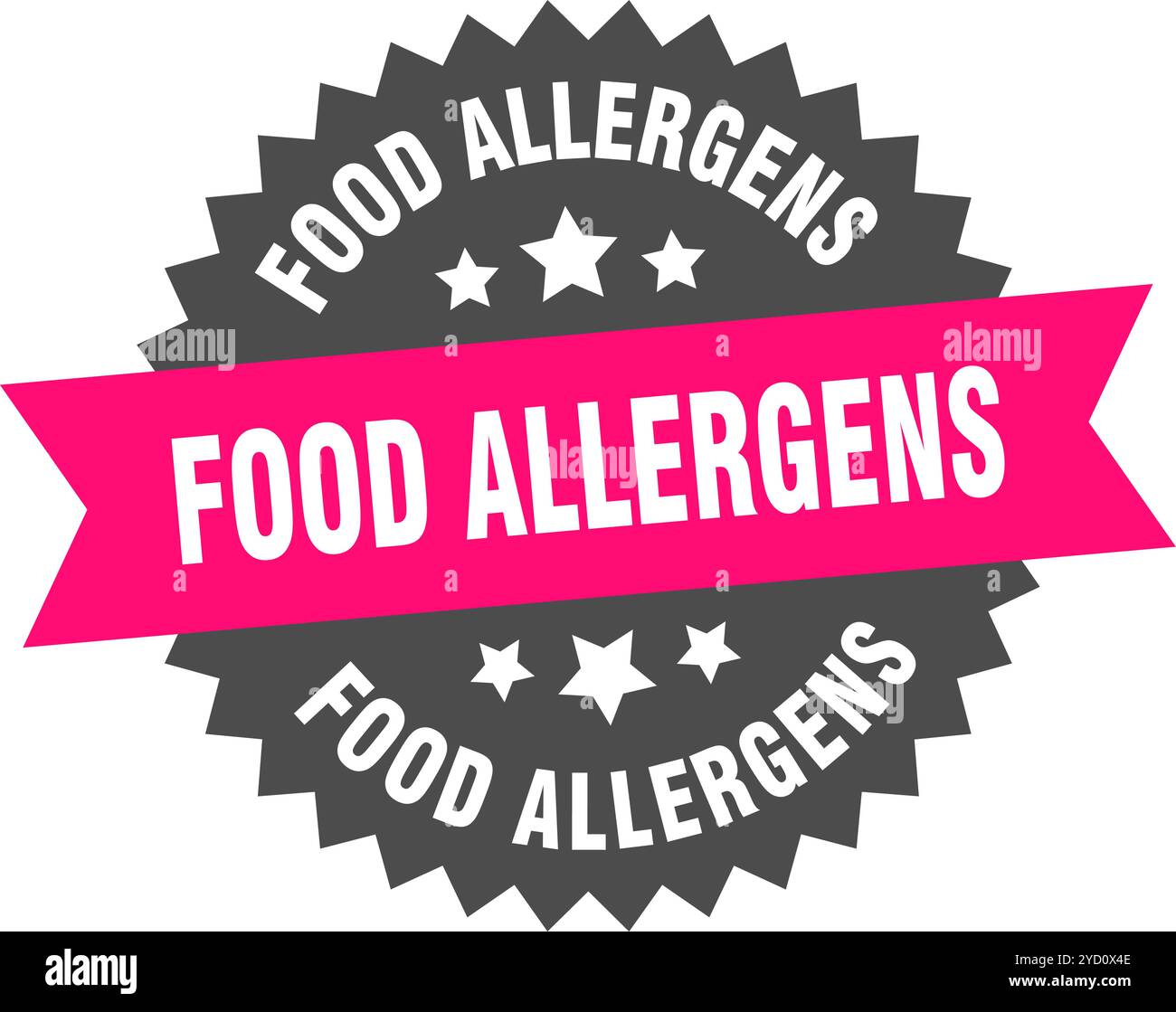 food allergens round pink label isolated on transparent background ...