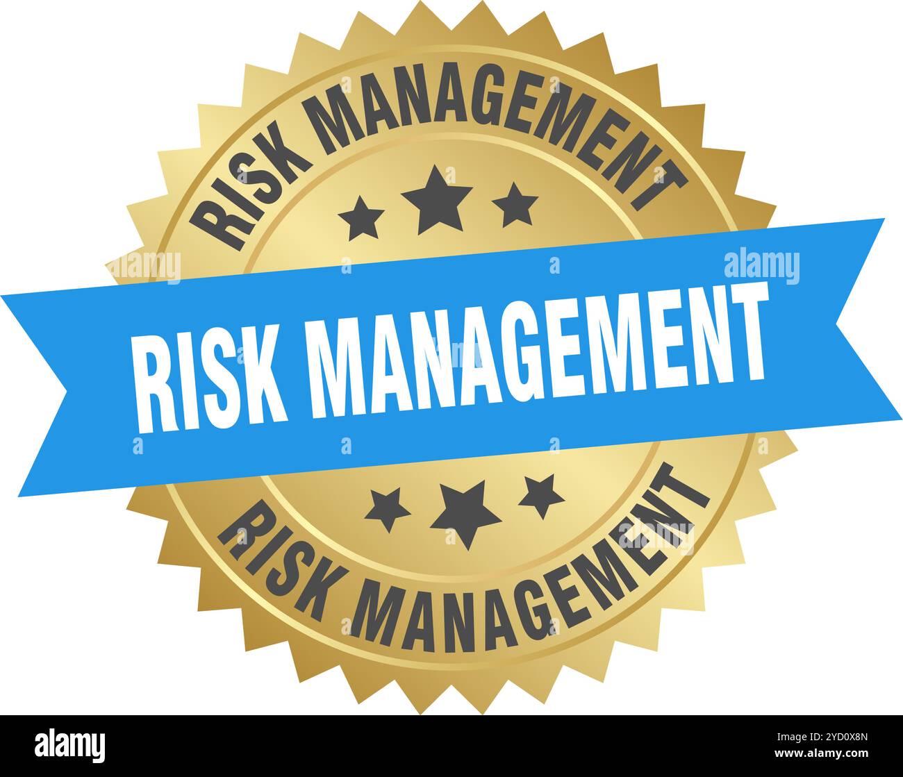 risk management round blue and gold label isolated on transparent ...
