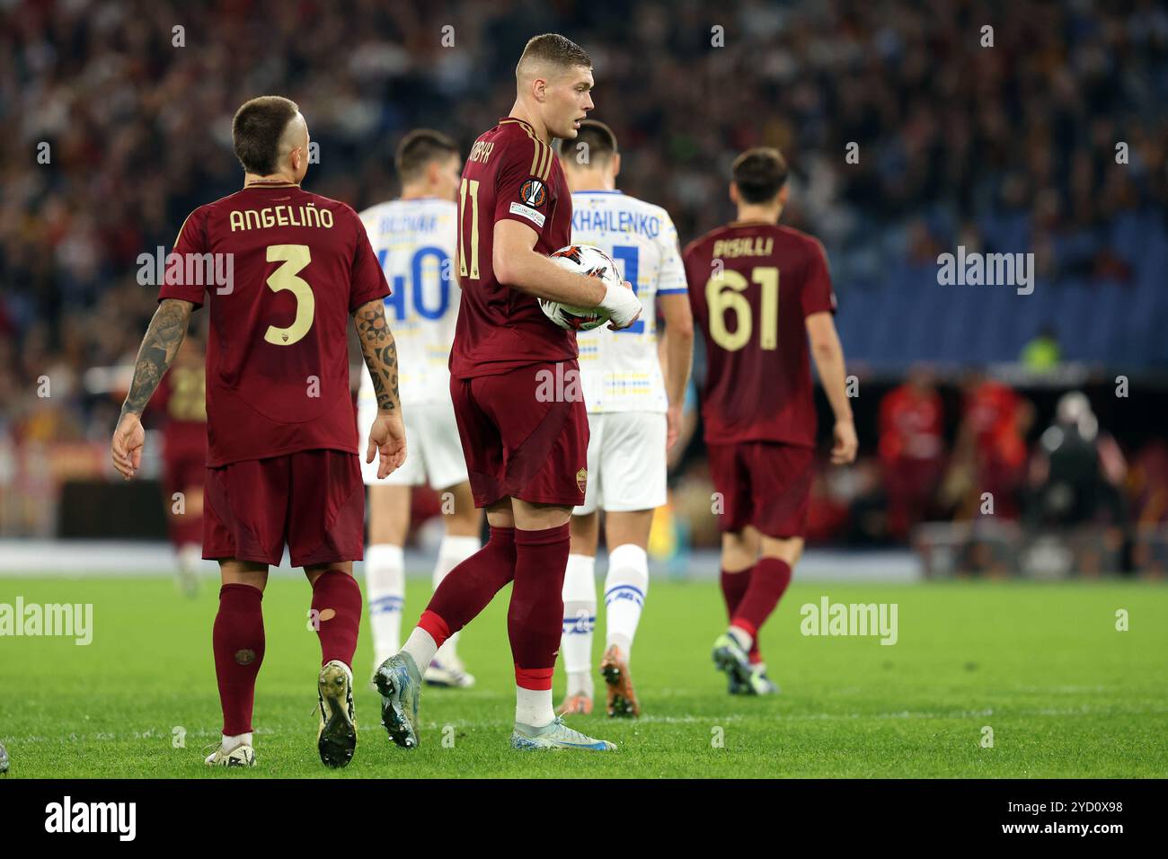 Rome, Italy 24.10.2024: Artem Dovbyk of Roma score the goal penalty and ...