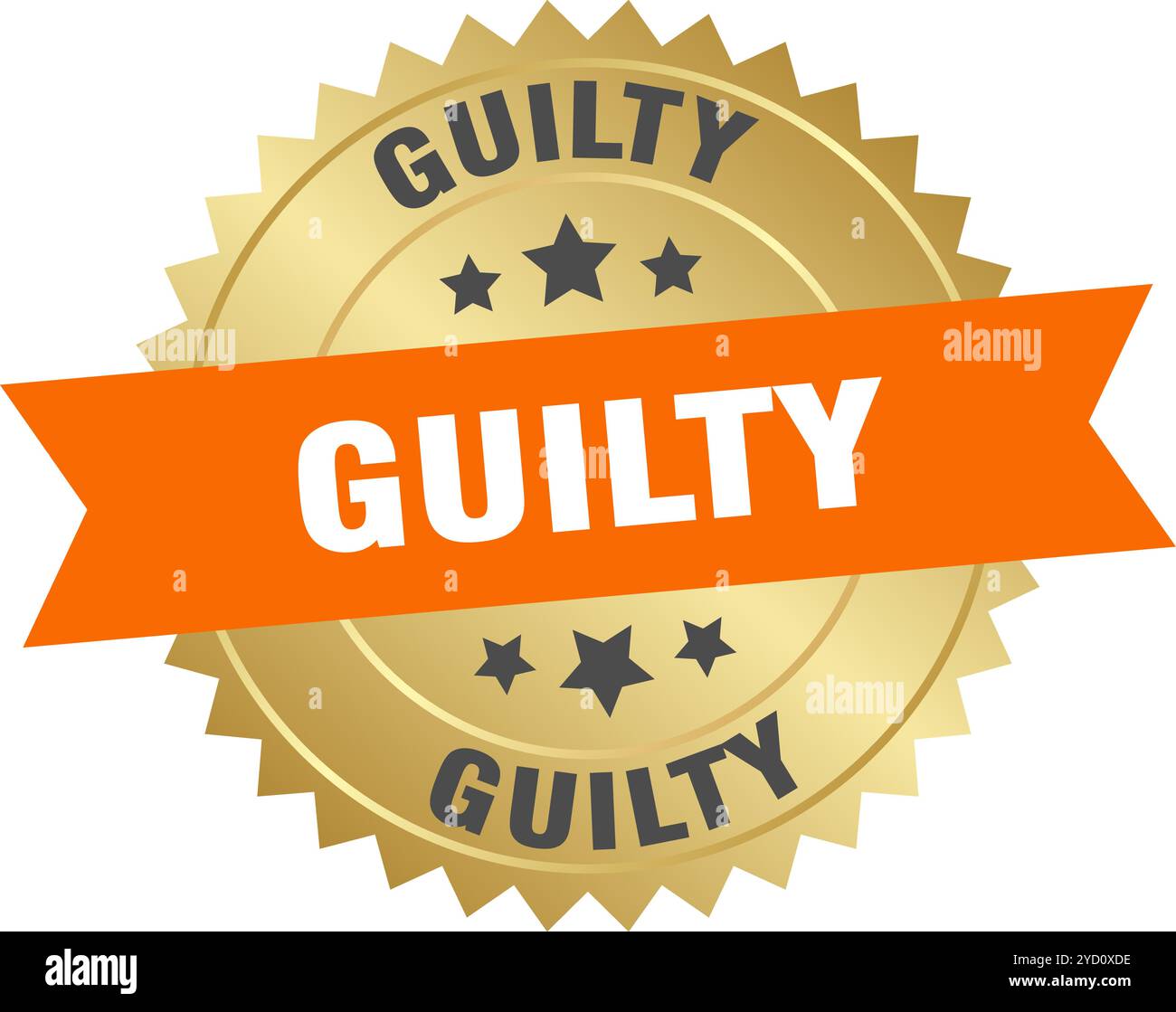 guilty round orange and gold label isolated on transparent background ...
