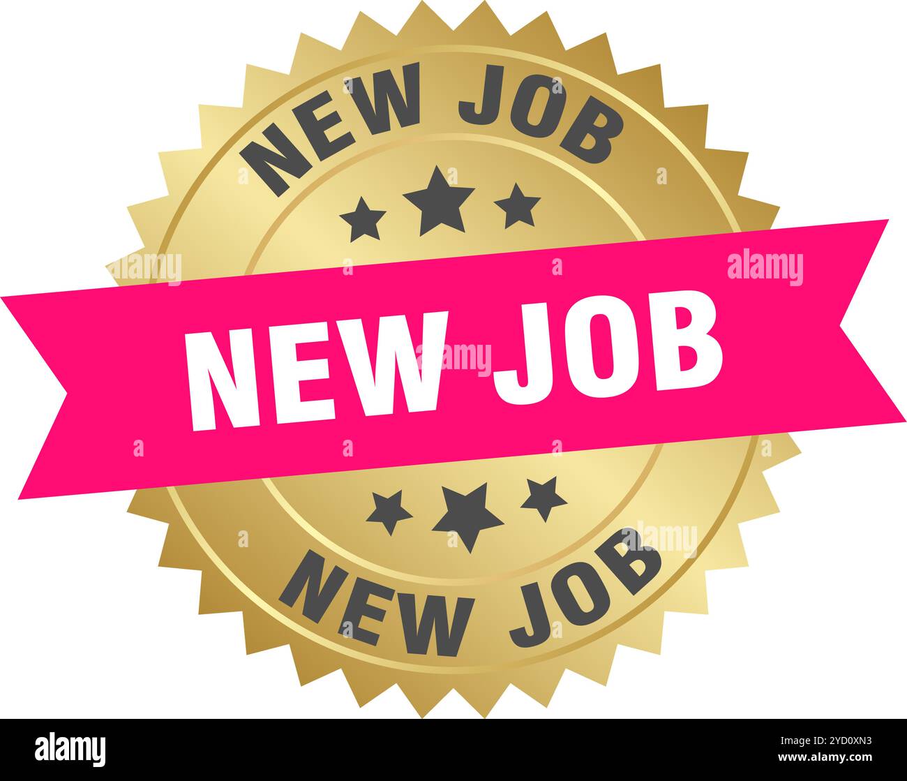 new job round pink and gold label isolated on transparent background ...
