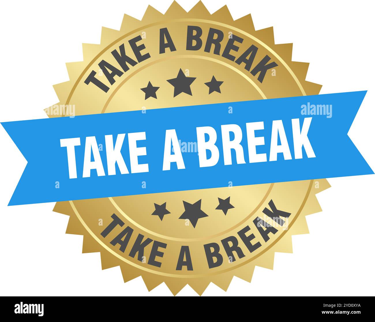 take a break round blue and gold label isolated on transparent ...