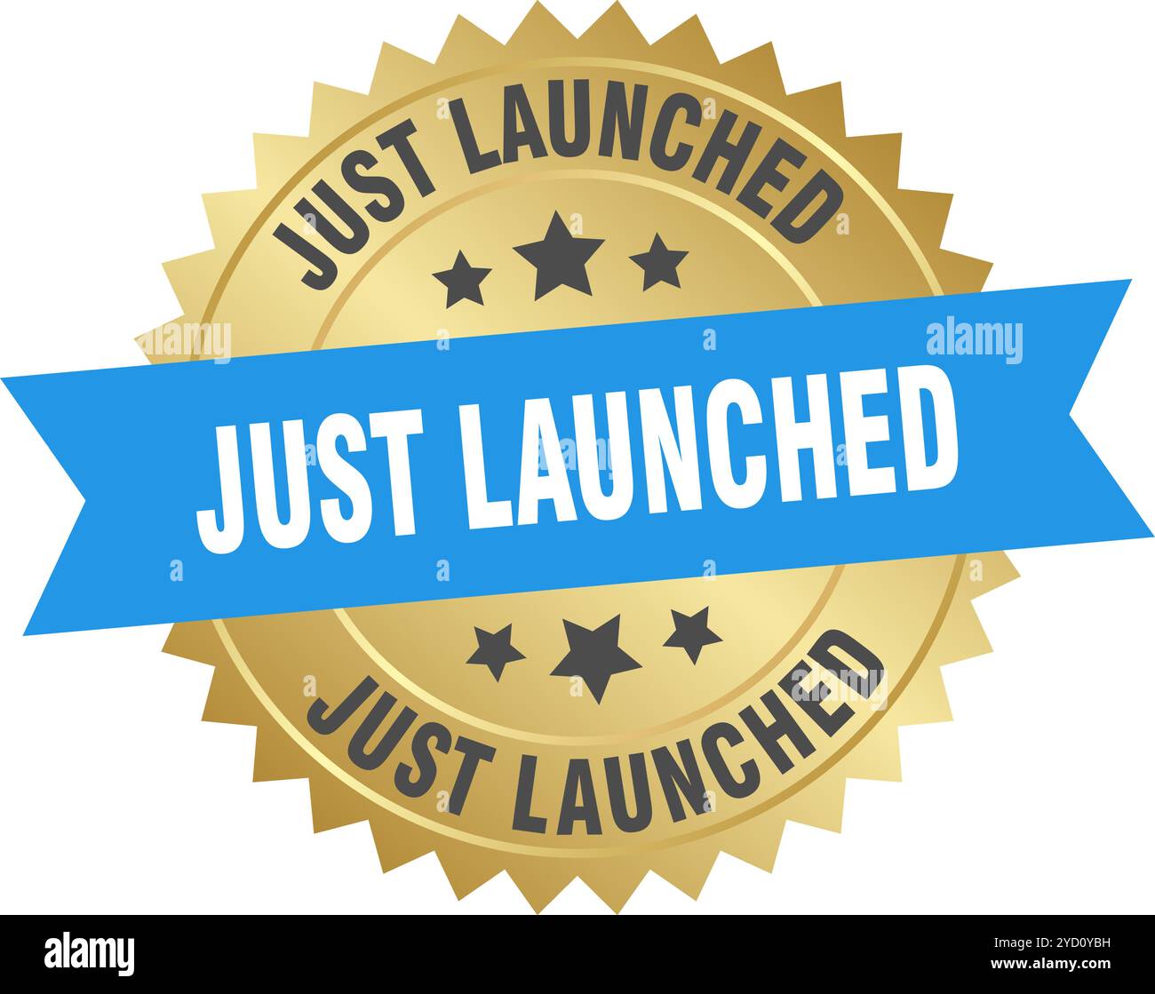 just launched round blue and gold label isolated on transparent ...