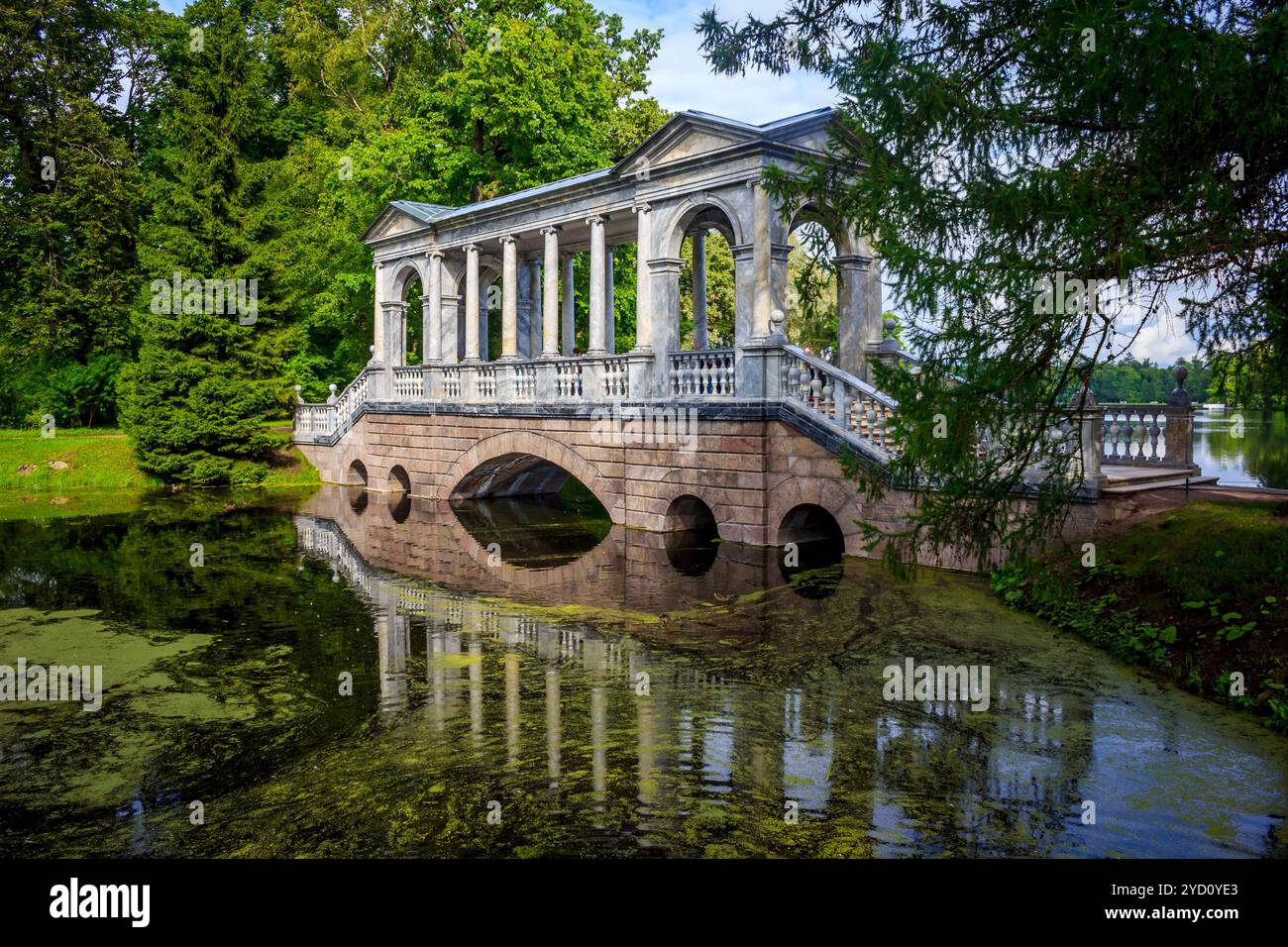 Marble bridge. Marble bridge in the Catherine Park in Pushkin. Russia ...