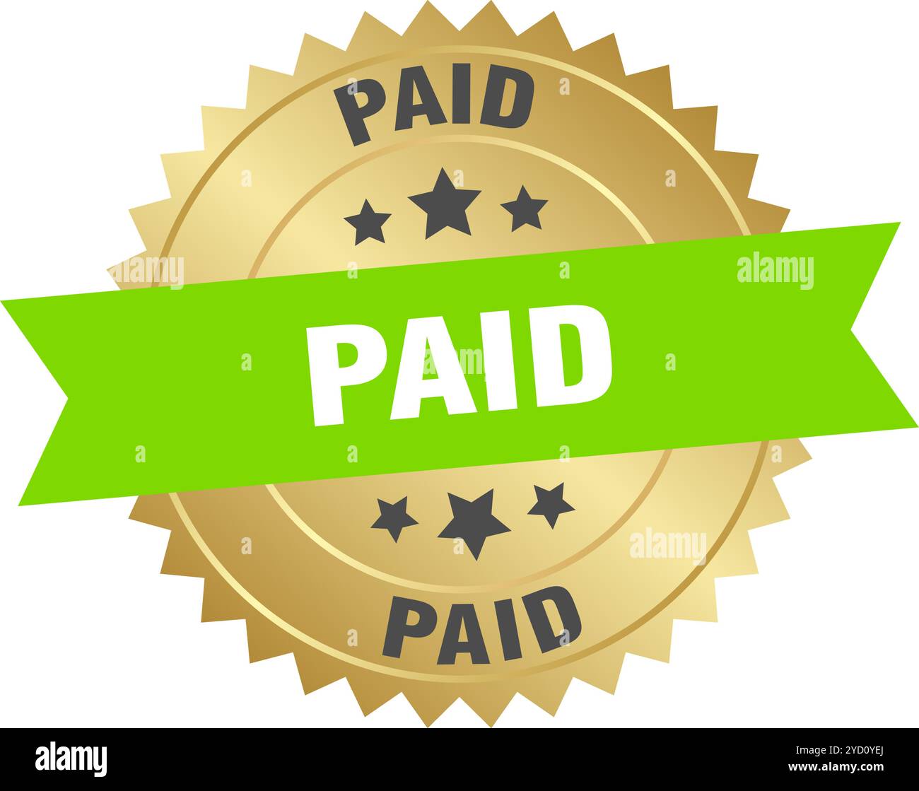 paid round green and gold label isolated on transparent background ...