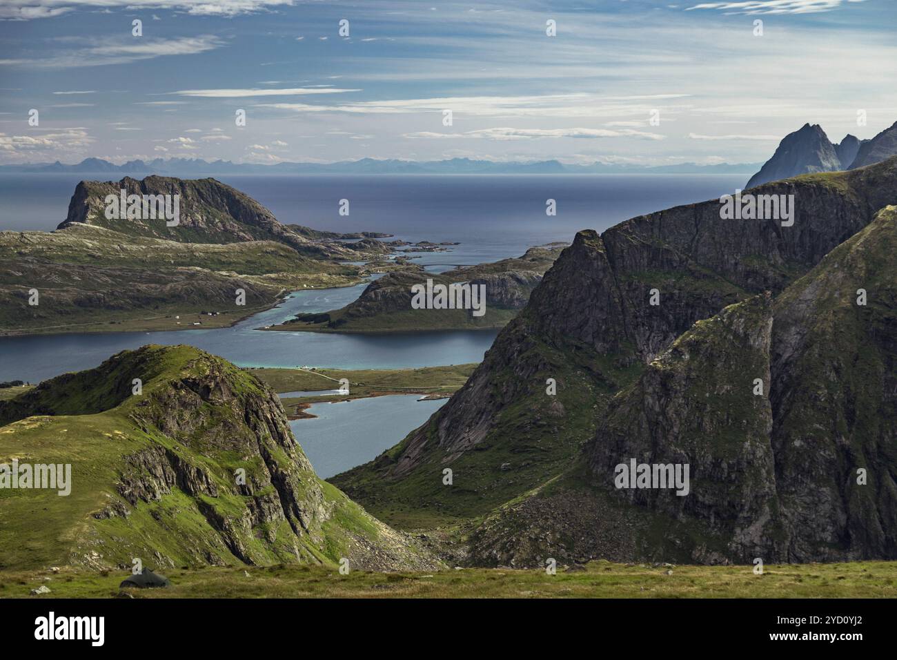The Lofoten Islands reveal a stunning landscape at dusk, showcasing ...