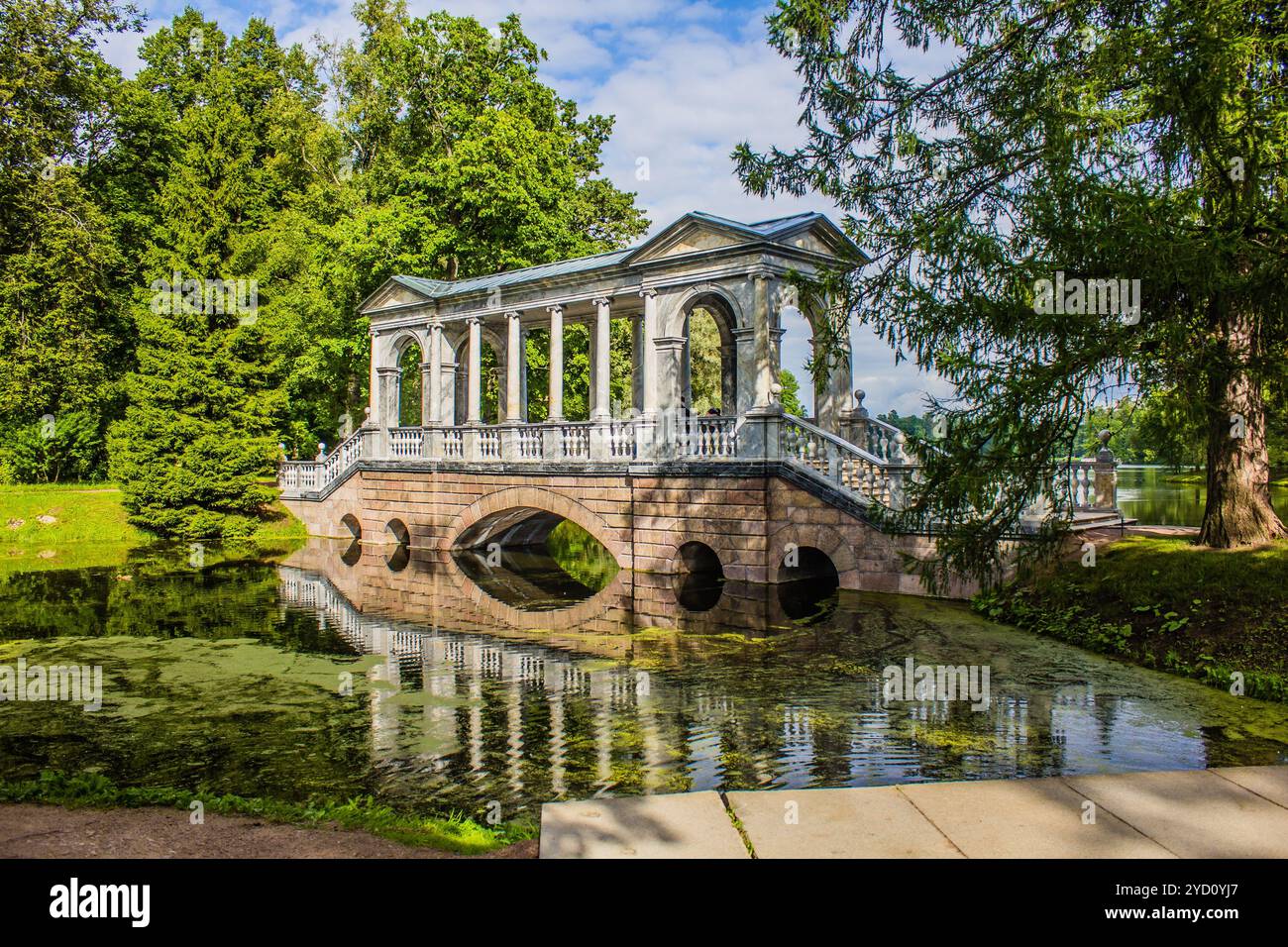 Marble bridge. Marble bridge in the Catherine Park in Pushkin. Russia ...