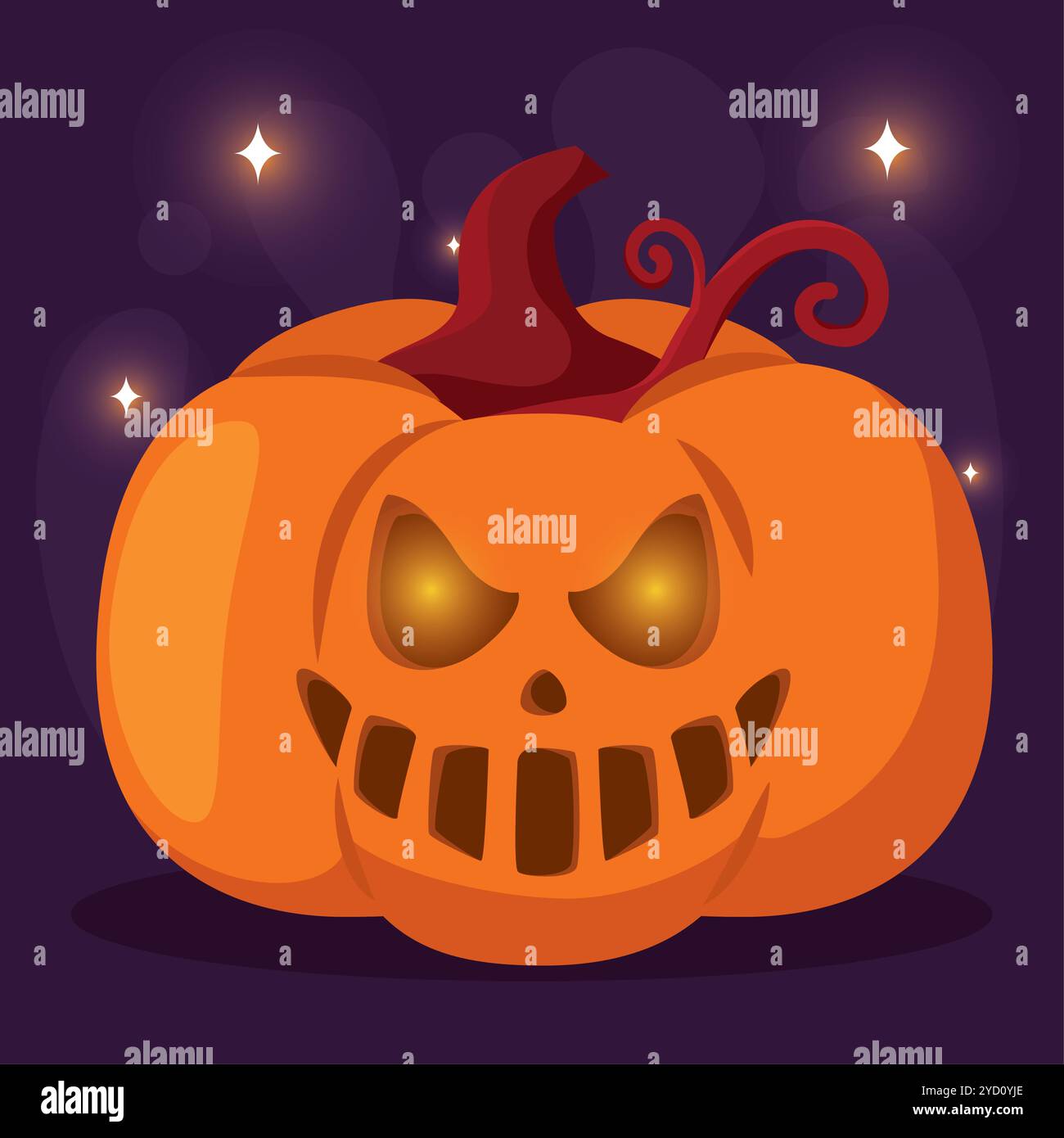 Grinning jack-o-lantern pumpkin with a skull face, Vector Stock Vector ...