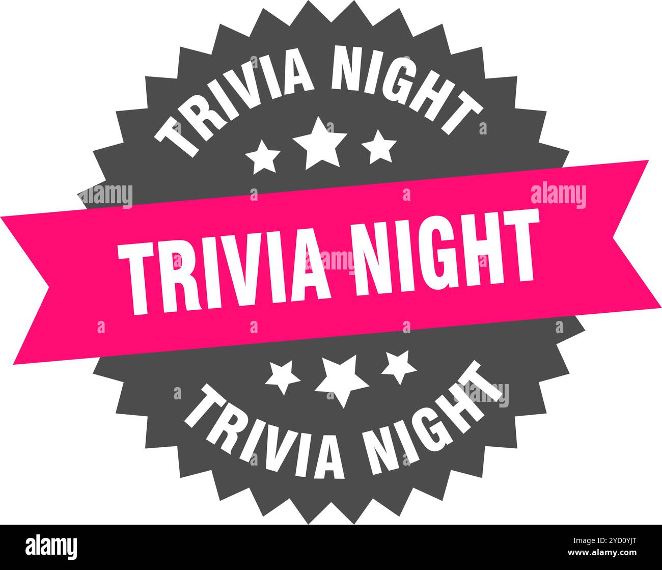 trivia night round pink label isolated on transparent background ...
