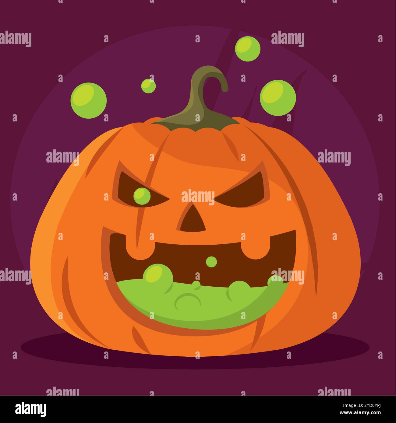 Jack-o-lantern pumpkin with green ooze coming out, Vector Stock Vector ...