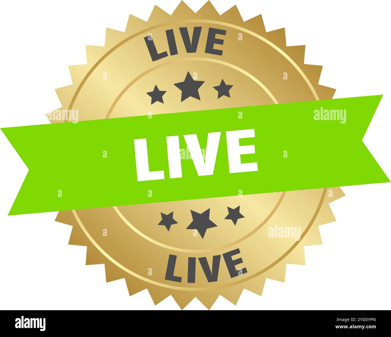 live round green and gold label isolated on transparent background ...