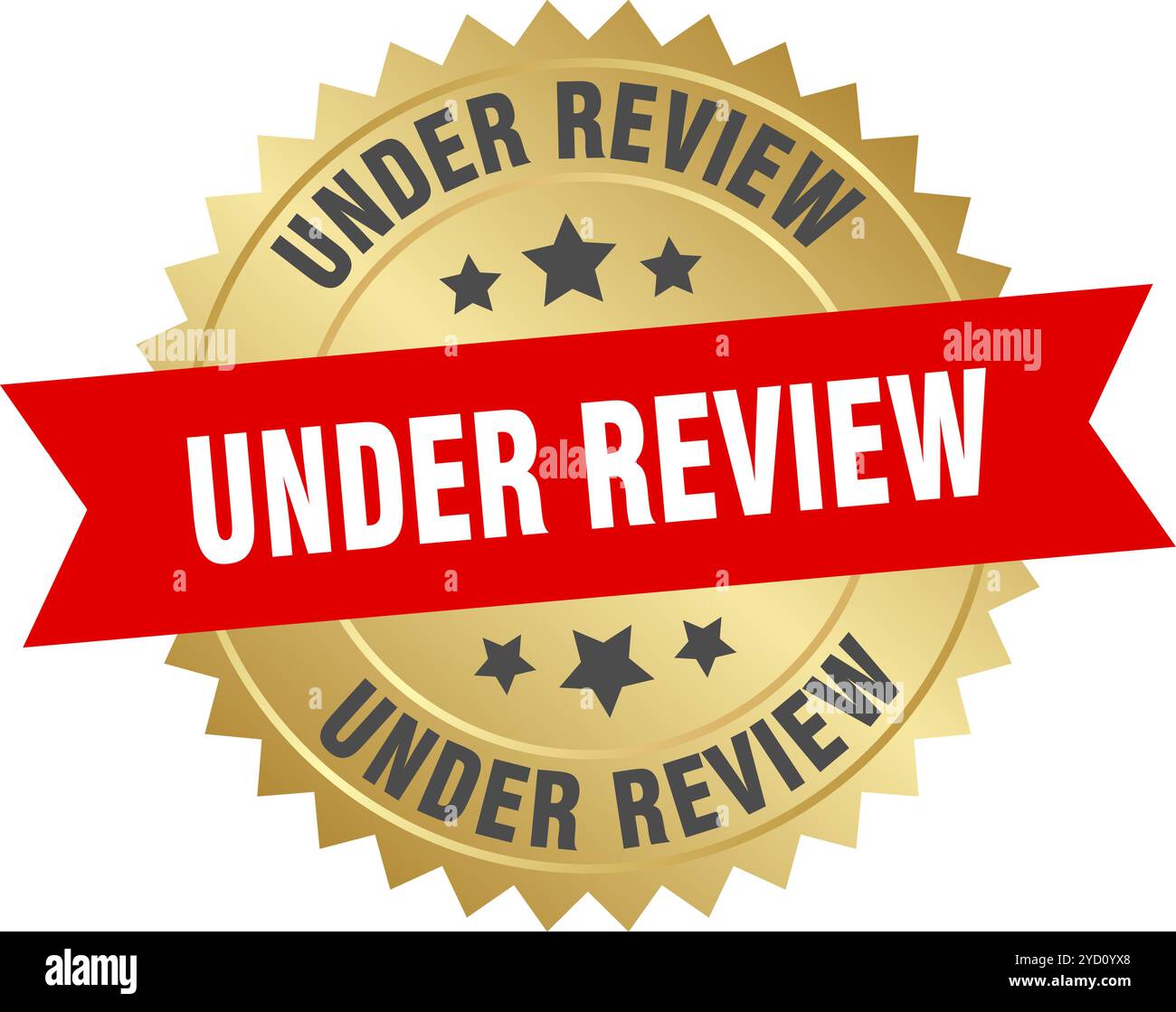 under review round red and gold label isolated on transparent ...