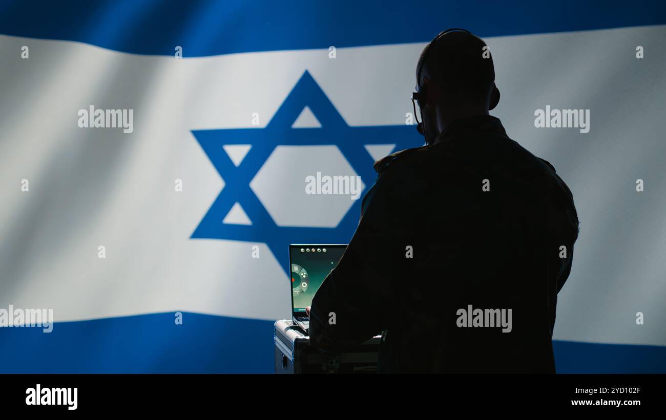 Israeli air defense command operator conscript using radar system on ...
